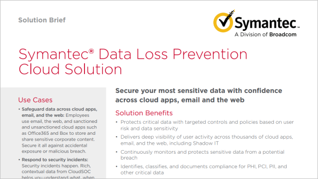 Symantec™ DLP Cloud | Data Loss Prevention Solution